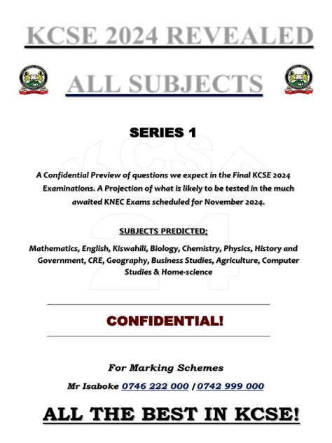 Kcse 2024 Revealed Exams S1 Pdf