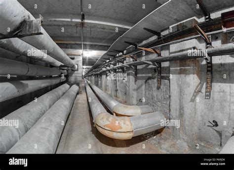 Underground Utility Tunnel Network Of Water Supply Pipeline Heat Pipeline And Cable Vault Stock