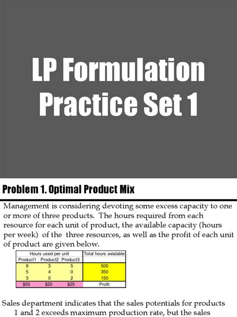 Lp Formulation Practice Set 1 Pdf Mathematical Analysis Applied Mathematics