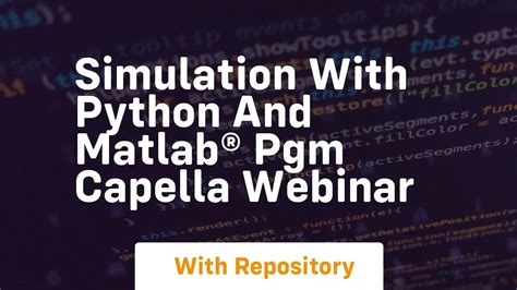 Simulation With Python And Matlab Pgm Capella Webinar YouTube