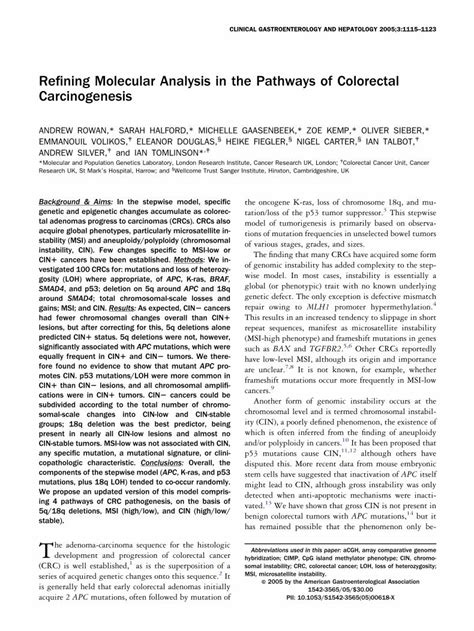 Pdf Refining Molecular Analysis In The Pathways Of Colorectal