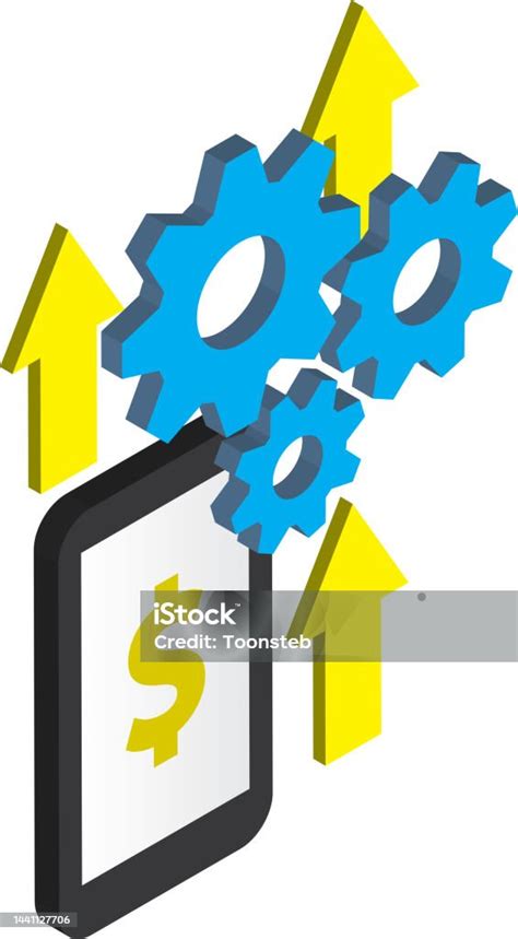 스마트폰과 톱니바퀴 그림 3d 아이소메트릭 스타일 개념에 대한 스톡 벡터 아트 및 기타 이미지 개념 개념과 주제 개발 Istock