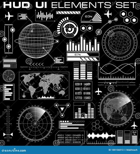 set of futuristic graphic user interface hud stock vector