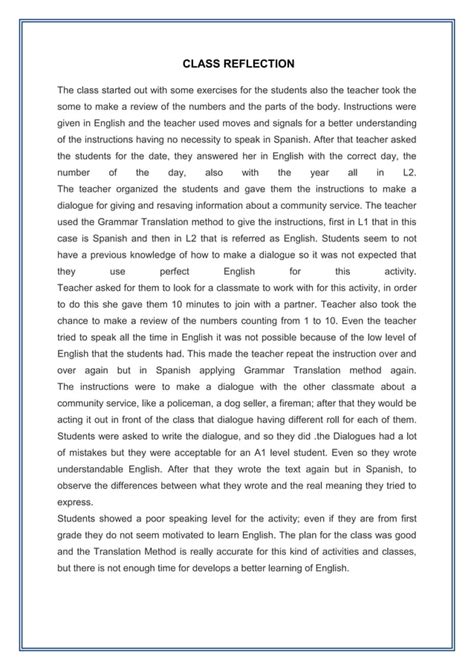 Class Reflection Pdf