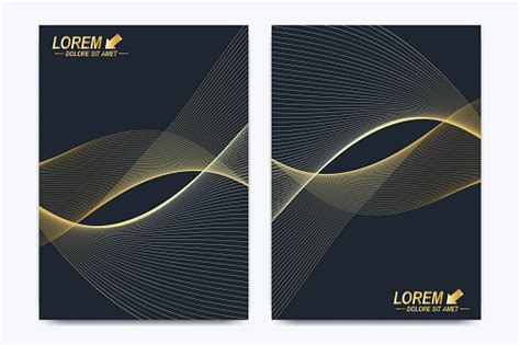 안내 책자 전단지 전단지 커버 카탈로그 잡지 또는 연례 보고서 A4 크기에 대 한 최신 벡터 템플릿 비즈니스 과학 및 기술 설계도 서 레이아웃입니다 황금 파도 함께 프레 젠