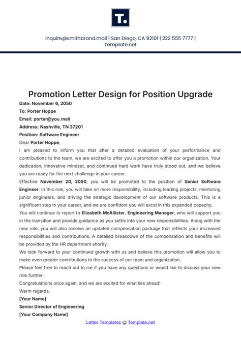 Free Promotion Letter Design For Position Upgrade Template To Edit Online