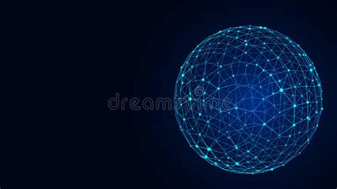 Abstract Sci Fi Sphere With Particles And Lines Technology Network Connection On World