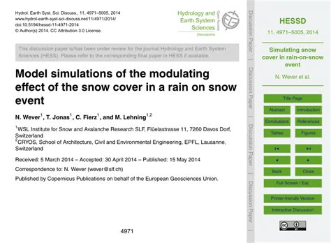 Pdf Model Simulations Of The Modulating Effect Of The Snow Cover In A