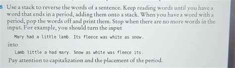 solved use a stack to reverse the words of a sentence keep
