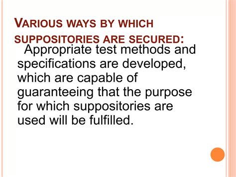Evaluation Of Suppositories Pptpptx