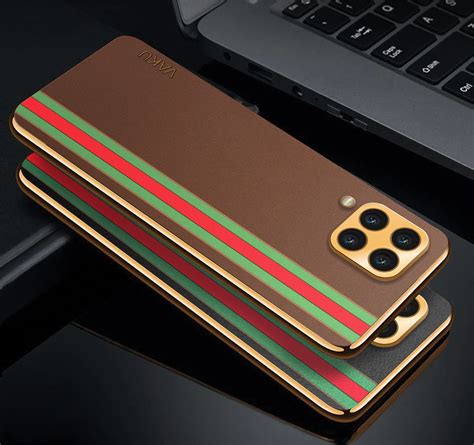 Vaku ® Samsung Galaxy M53 5g Felix Line Leather Stitched Gold