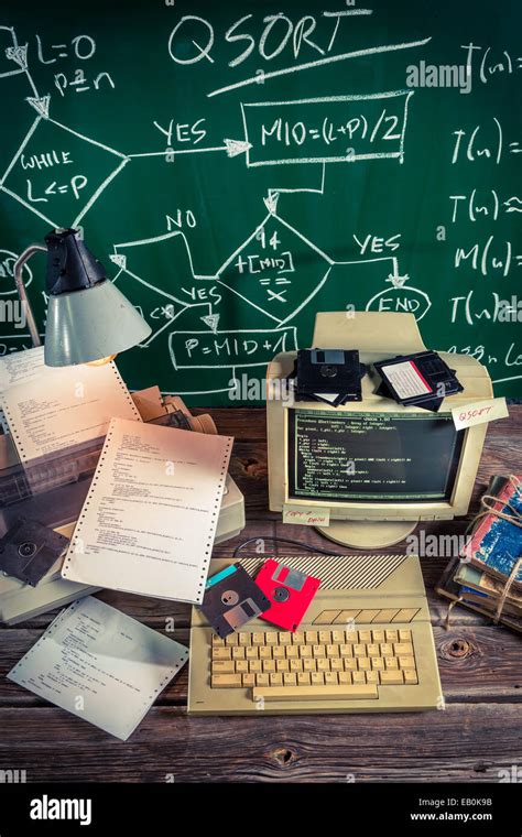 Vintage Computer Lab At A Technical Stock Photo Alamy