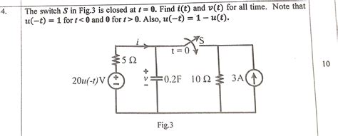 Solved The Switch S In Fig Is Closed At T Find I T Chegg