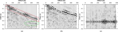 A Raw Cmp Gather B Cmp Gather After Conventional Nmo Correction