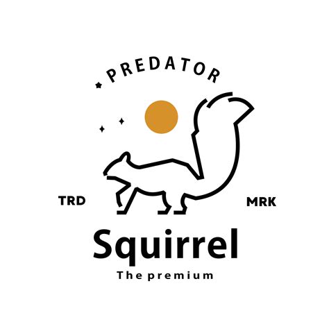 Vintage Retro Hipster Squirrel Logo Vector Outline Monoline Art Icon