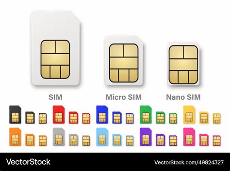 Realistic Sim Card Set Closeup Royalty Free Vector Image