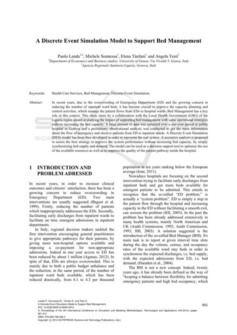 Pdf A Discrete Event Simulation Model To Support Bed Management