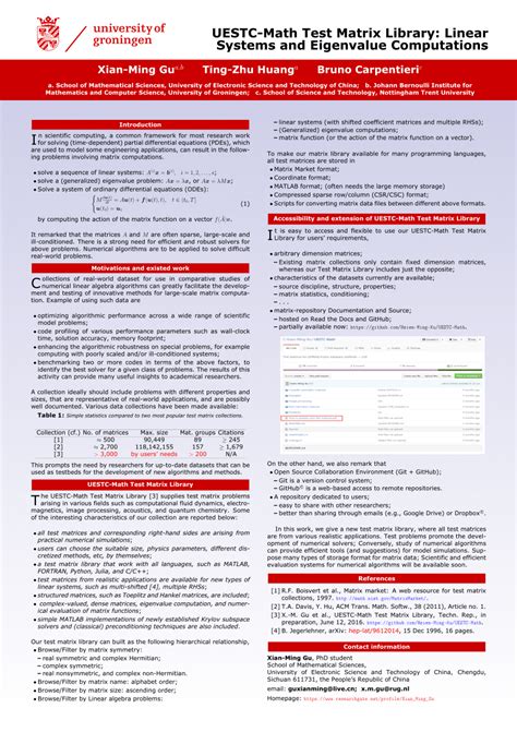 Pdf Uestc Math Test Matrix Library Linear Systems And Eigenvalue