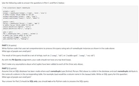 Solved From Collections Import Namedtuple Animals Set