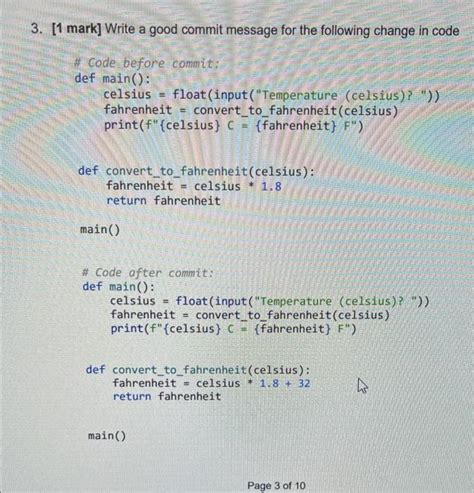 Solved 1 Mark Write A Good Commit Message For The