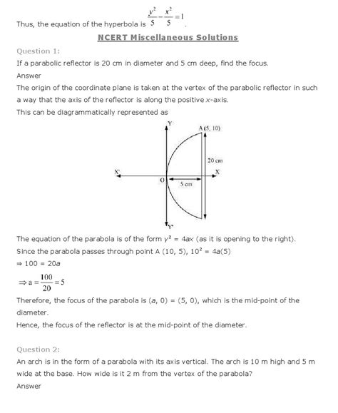 Conic Sections Class 11 Mathematics Ncert Solutions