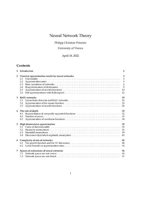 Neural Network Theory