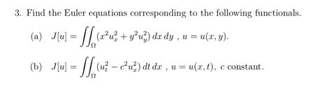 Solved Find The Euler Equations Corresponding To The Chegg Com