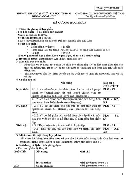 Đề cương học phần cú pháp học syntax 1341691 pdf