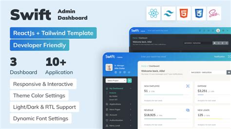 swift react tailwind css admin dashboard template by thememakker