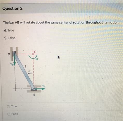 Solved At The Instant Shown The Bar Ab Is Rotating About