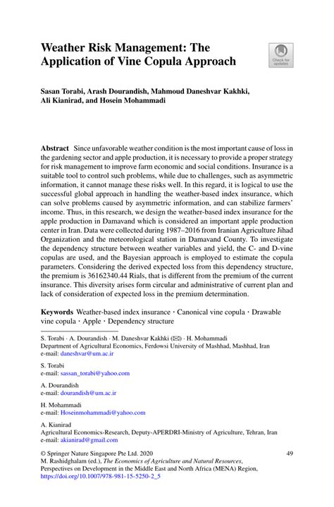 Pdf Weather Risk Management The Application Of Vine Copula Approach