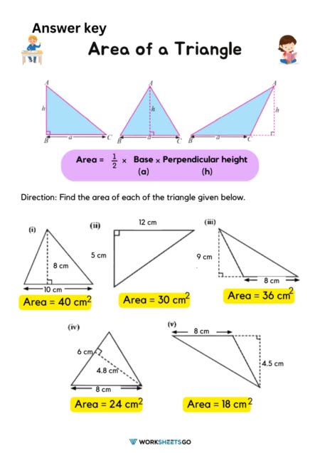 Area Of A Triangle Worksheets Worksheetsgo