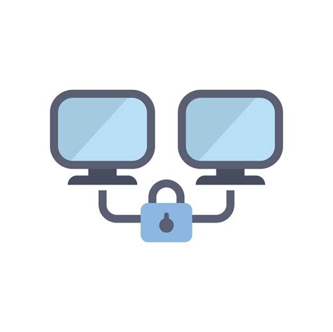 Network Security System Connecting Two Computers With Locked Padlock
