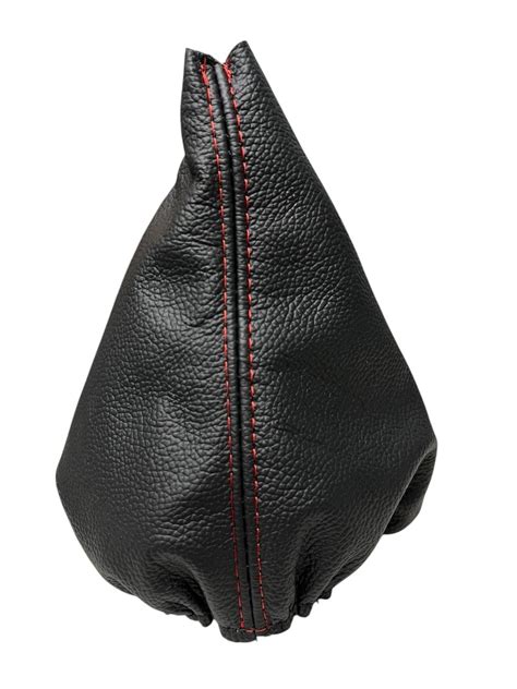 Genuine Leather Shift Boot Black Red Stitch For Vw Golf Jetta Gti Gli