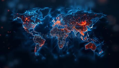 Global Network Connections Digital World Map Visualization Stock Image Image Of Connections