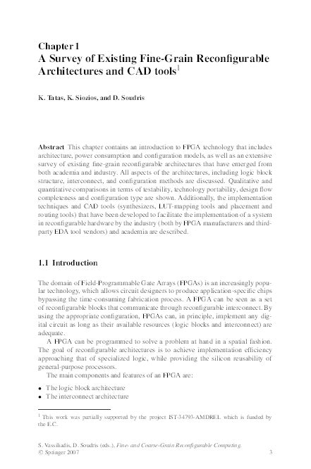 Pdf A Survey Of Existing Fine Grain Reconfigurable Architectures And