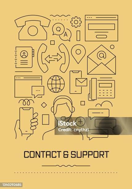 연락처 및 지원 관련 현대 라인 디자인 브로셔 포스터 전단지 프리젠 테이션 템플릿 벡터 일러스트 공동체에 대한 스톡 벡터 아트 및 기타 이미지 Istock