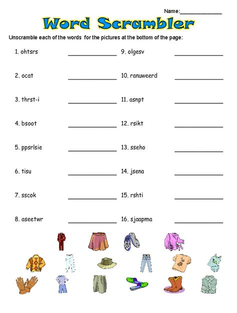 Printable Word Scramble