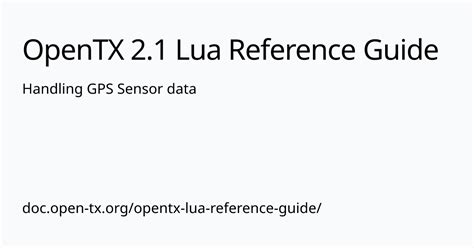 Handling Gps Sensor Data Opentx 21 Lua Reference Guide