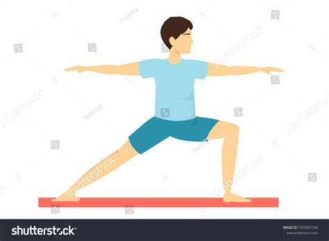 Warrior Yoga Pose Fitness Exercise Body Stock Vector Royalty Free