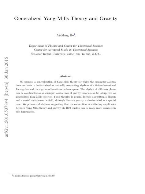 Generalized Yang Mills Theory And Gravit Pdf Gauge Theory Spacetime
