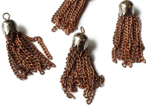 4 Copper And Steel Chain Tassels 1 12 Inches 12 Strand Tassels Michaels