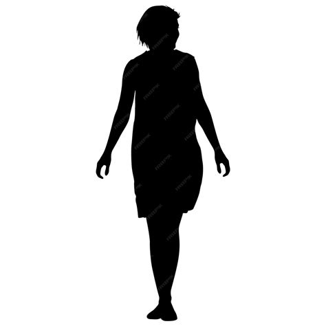 Mujer Silueta Negra De Pie Personas En Fondo Blanco Vector Premium