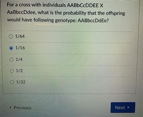 Solved For A Cross With Individuals Aabbccddee X Aabbccddee