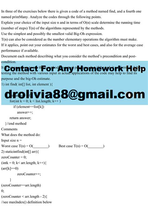 in three of the exercises below there is given a code of a method na pdf