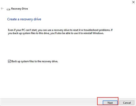 Create Recovery Drive