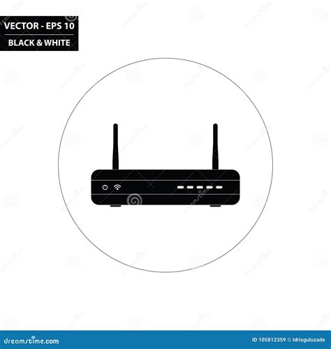 Wifi Router Modem Black And White Flat Icon Stock Vector Illustration Of Internet Element