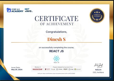 Completed React Js Course With Nxtwave Dinesh S Posted On The Topic Linkedin