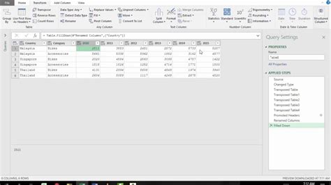 Powerquery Pivot Unpivot Transpose Youtube