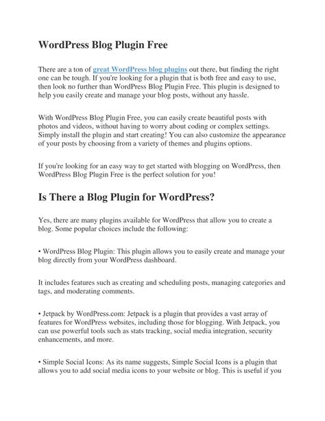 Ppt Wordpress Plugin For Blog Content Powerpoint Presentation Free Download Id11753767